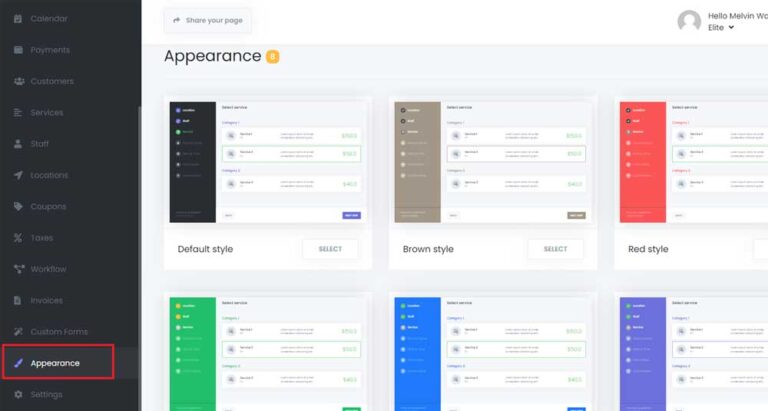 How to Change Appearance - Front end color style - AutoAppointment.io